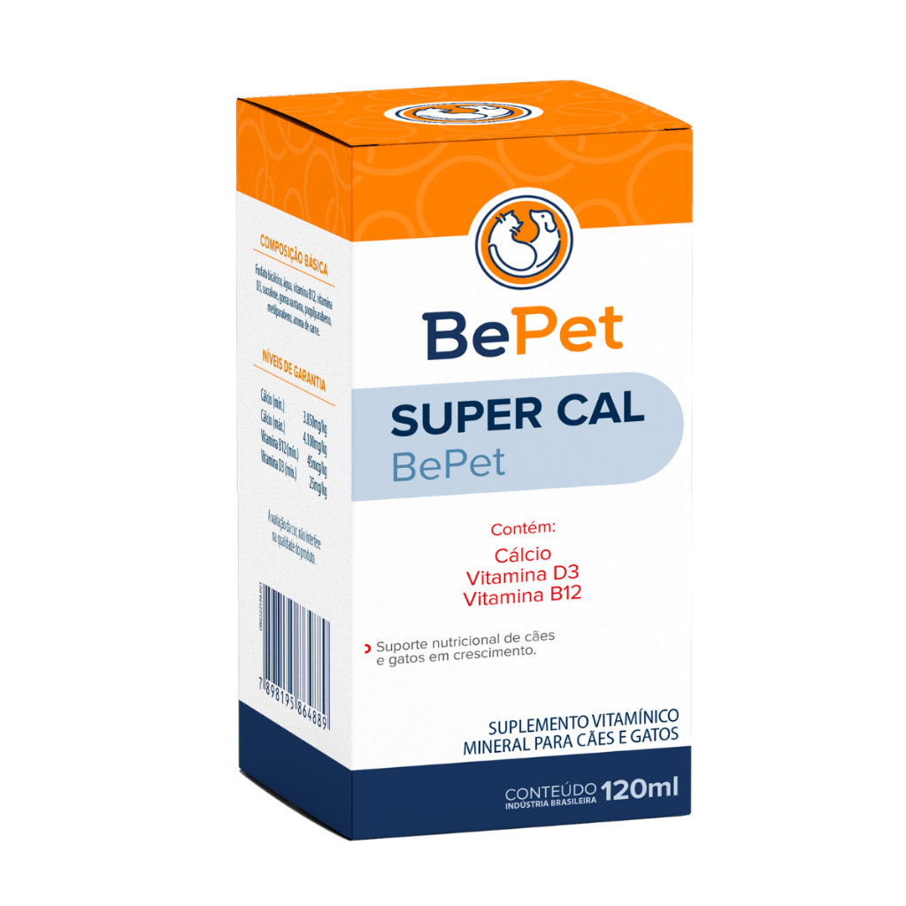 BePet Super Cal 120ml Suplemento Vitamínico Mineral Cálcio Vitamina D3 ...