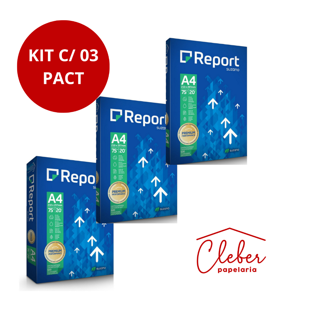 PAPEL A4 REPORT PREMIUM A4 210X297 Pacote C/500 Fh Celusose | Shopee Brasil