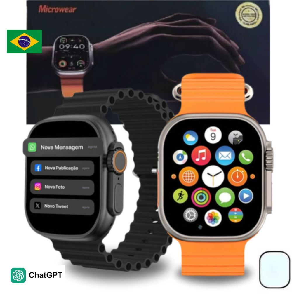 Smartwatch Original Ultra 2024 U9S Series 10 Tela Amoled Nfc Gps Ilha ...