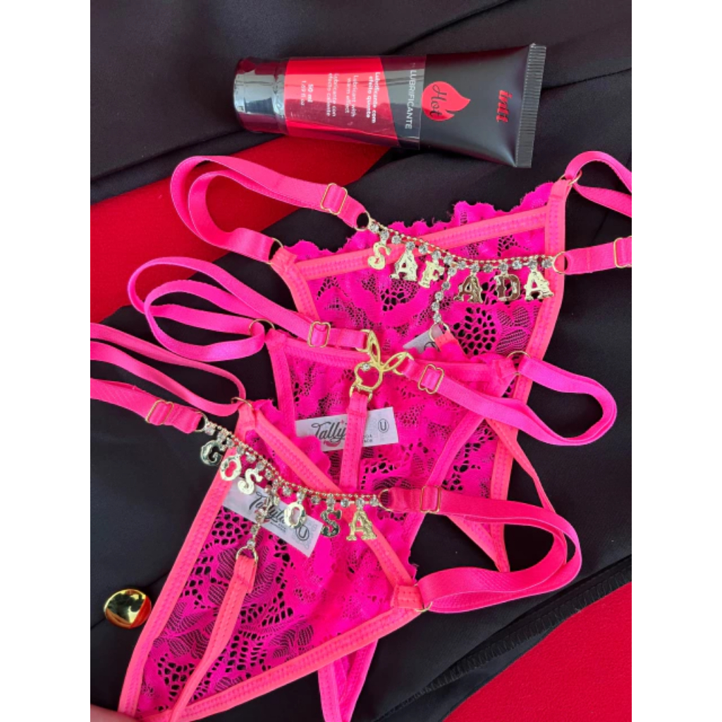 Tanga Com Strass Pingente Lingerie Fio Dental Com Regulagem Sexy