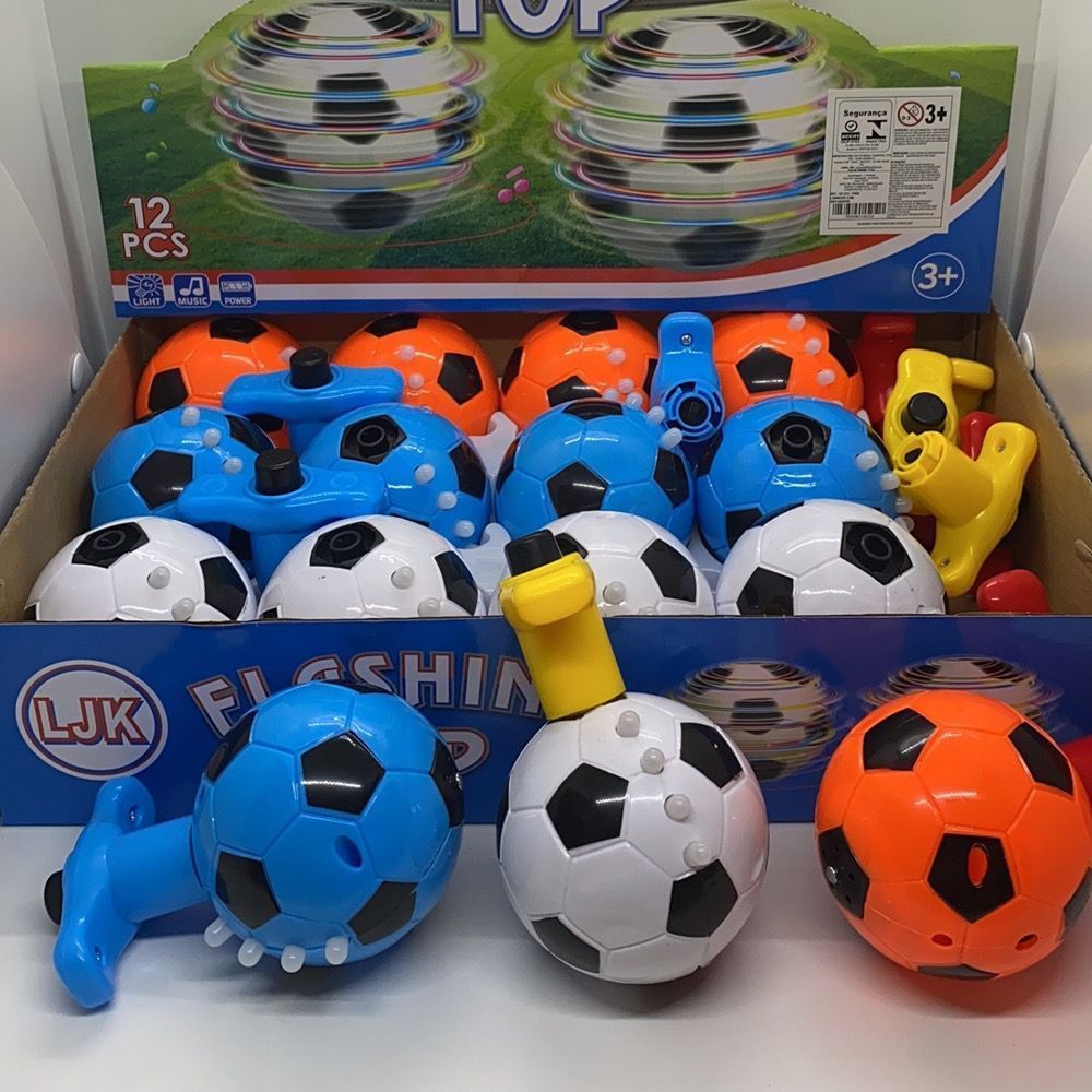 Kit 12 Pião Bola Musical Luminoso Com Luz e Som Lançador Automático em ...