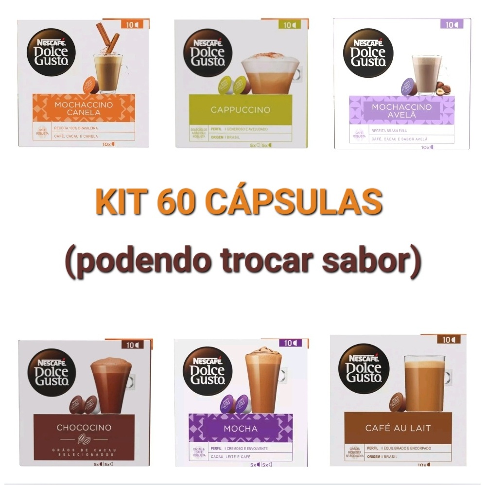 DOLCE GUSTO KIT 60 Cápsulas de Café Nescafé Escolha seus Sabores ...