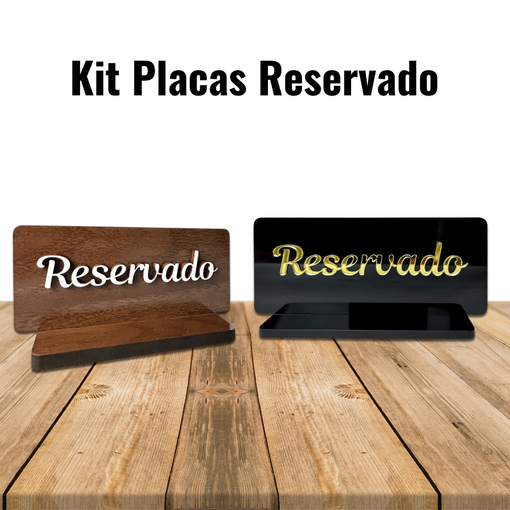 Placa Reservado Para Mesa, Restaurante Casamento Frente e Verso ...