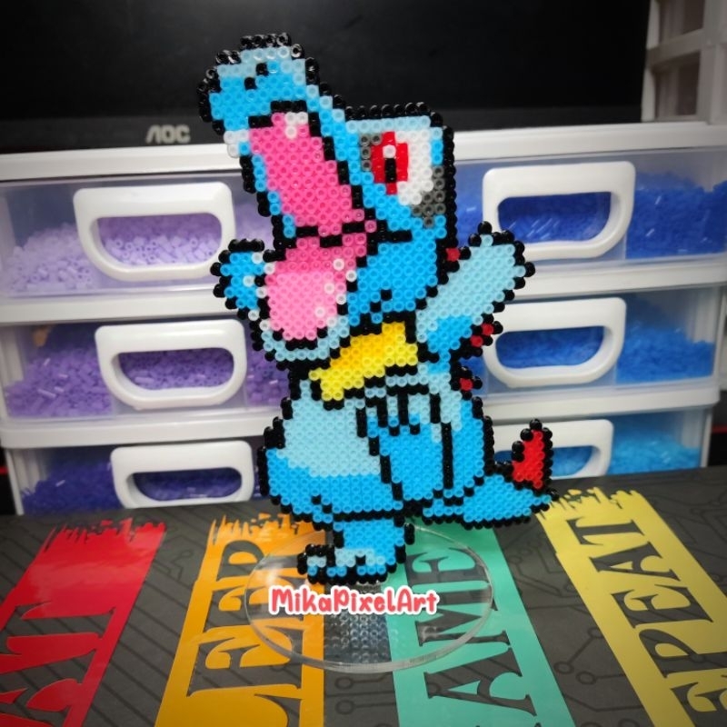 ímã / Totem Totodile do Pokemon em Pixel Art | Shopee Brasil