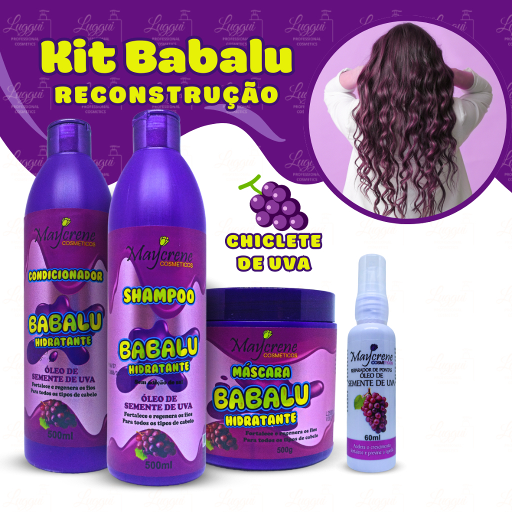 Kit Babalu de Uva Regenera a Fibra Capilar + Reparador de Pontas de Uva ...