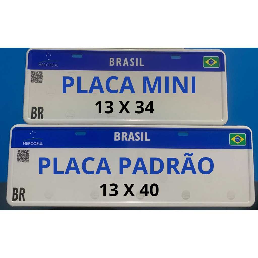 Placa mercosul mini tamanho reduzido 13x34 ou padrão com qr code p ...