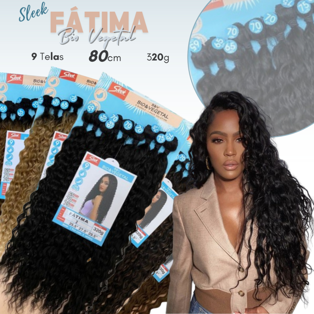 Cabelo Cacheado 75cm Fatima Fibra Bio Vegetal Sleek 320gr 9 Telas | Shopee Brasil