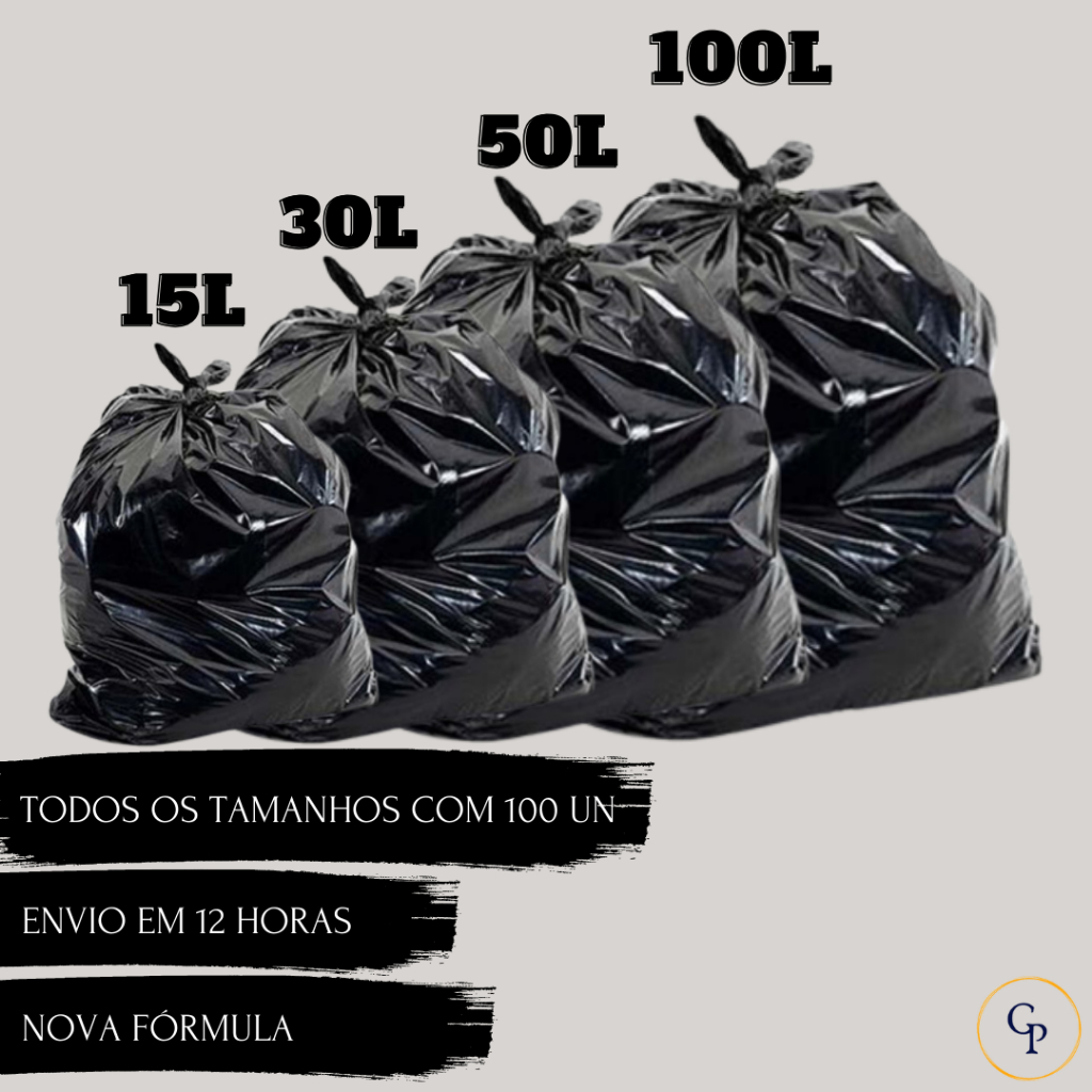Saco de Lixo Todos Os Tamanhos C/100 Unidades Preto Multiuso Banheiro ...