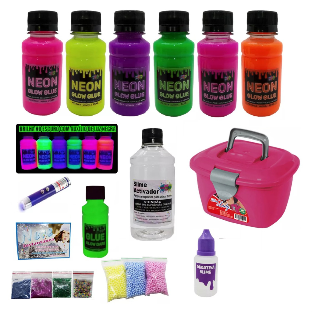Kit Completo Para Fazer Slime Colas Neon Ine Slime | Shopee Brasil
