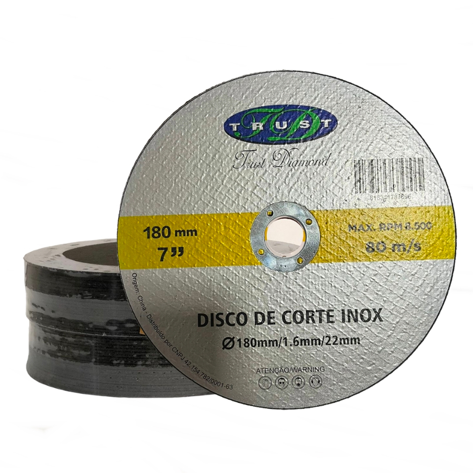 Kit 50 Discos De Corte para inox ferro aço 180mm ou 7" polegadas 1.6mm ...