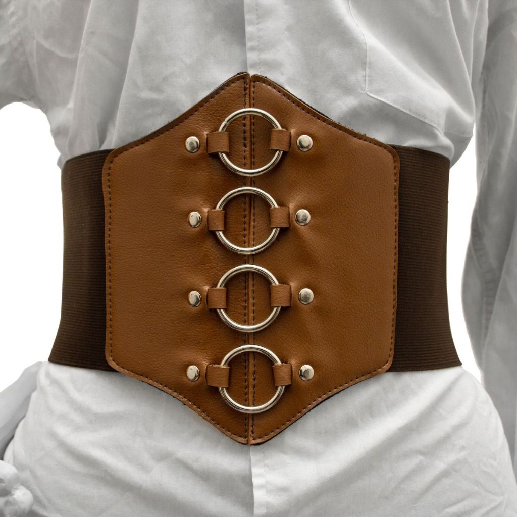 Corset Marrom Cinto Corselet Espartilho Elástico Corpete Couro ...