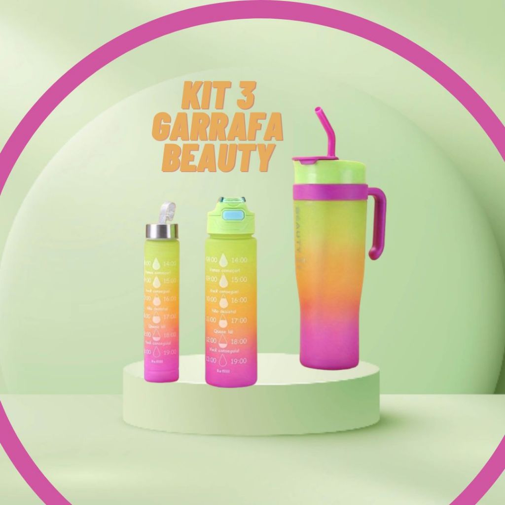 Kit com 3 Garrafas Beauty Coloridas para Academia e Treino CORES ...