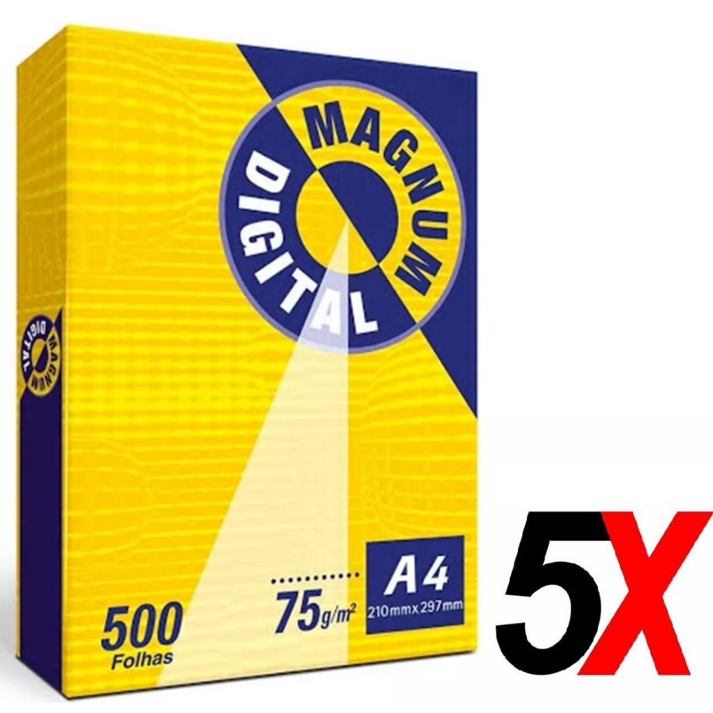 Papel Sulfite Magnum A4 75g kit 5 Resma 2500 Folhas | Shopee Brasil
