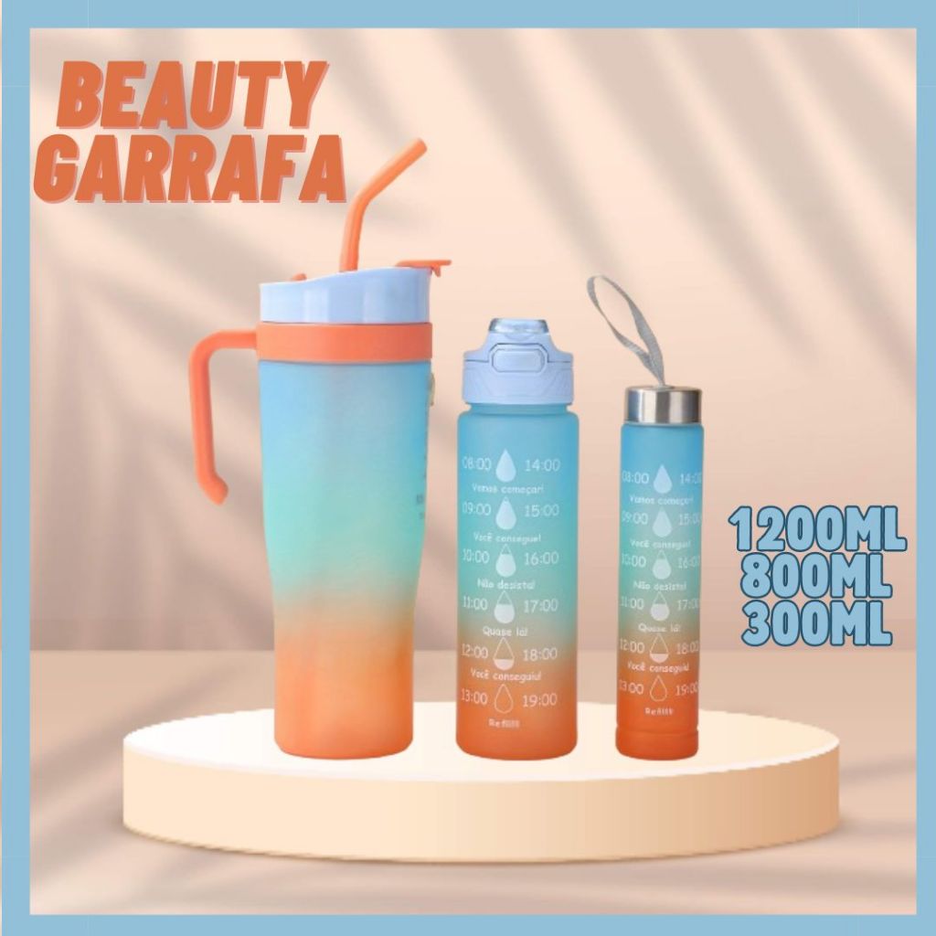 Kit com 3 Garrafas Beauty Coloridas para Academia e Treino CORES ...