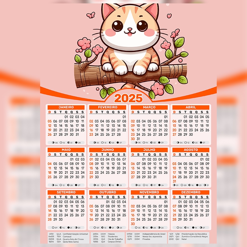 Calendário 2025 - Gatos / Cats | Shopee Brasil