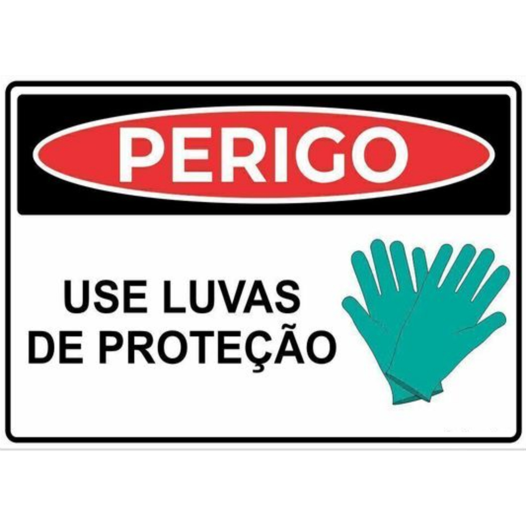 Adesivo Placa Aviso Sinalização Atenção Perigo Use Luvas De Proteção