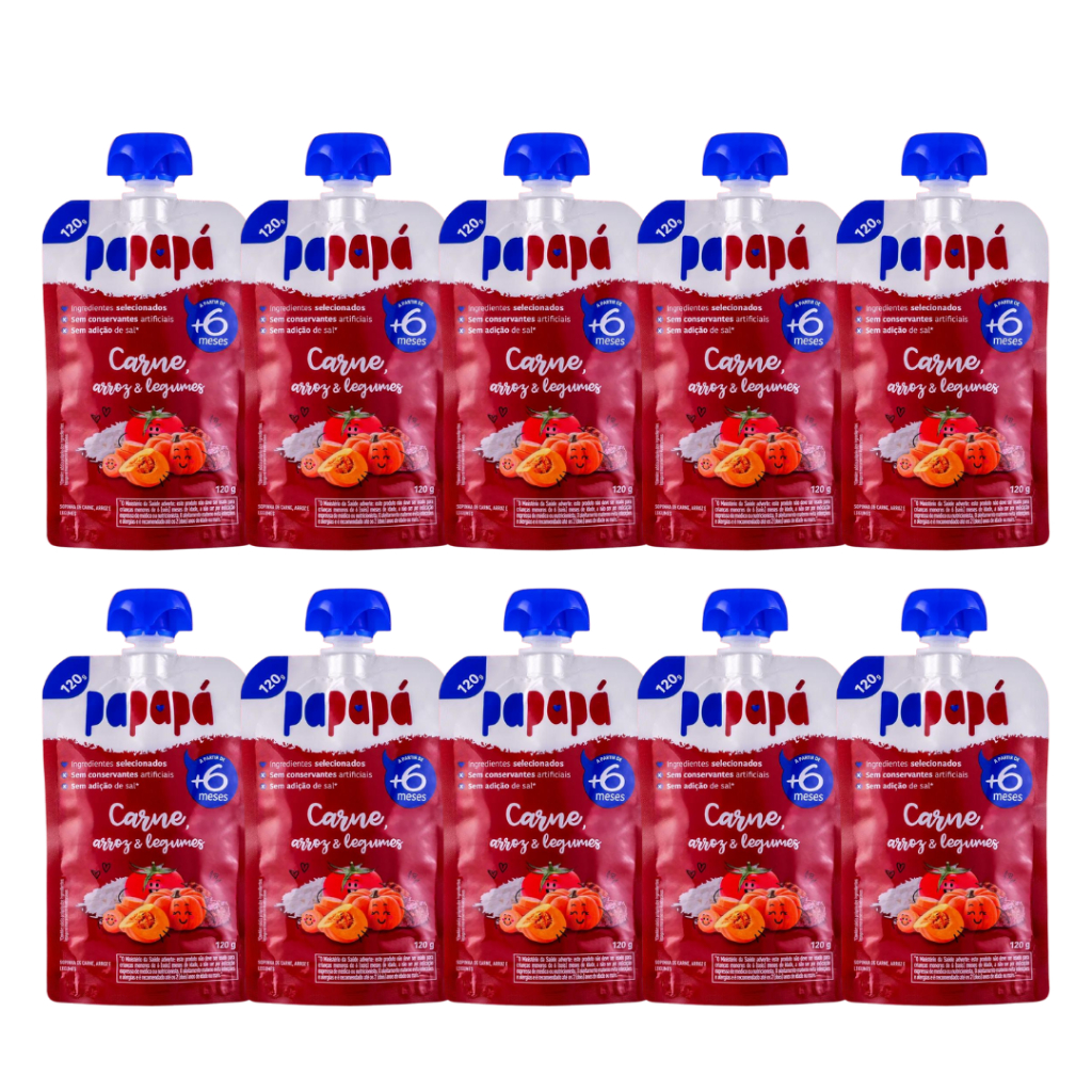 PAPAPA KIT 10UN - 1 SABOR - PAPINHA ORGANICA COM CARNE 120G | Shopee Brasil