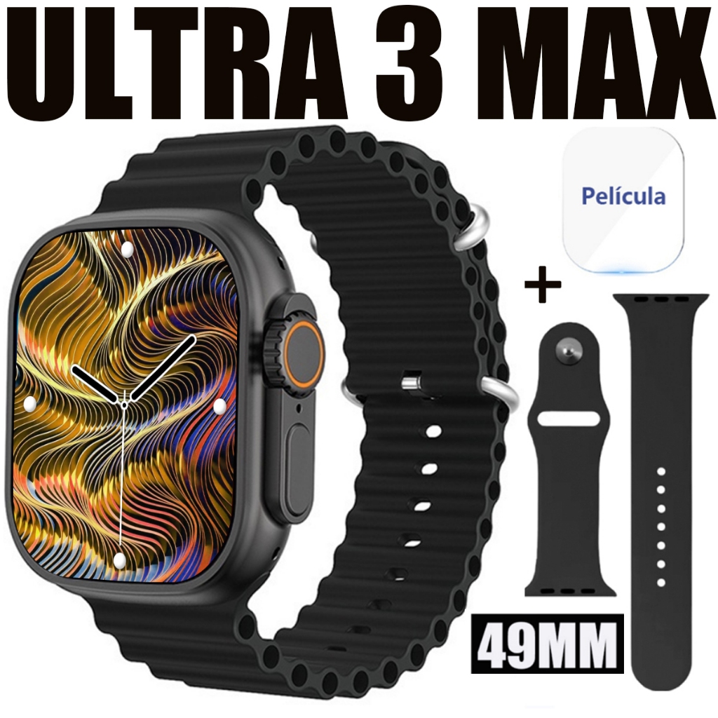 Watch 9 Ultra 3 max 2024 Nova Série 9 Smart Watch 2.09 Inch HD 49mm ...