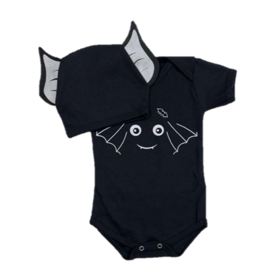 BODY Bebê Morcego Body + Touca Bori Temático de Halloween Mesversario ...