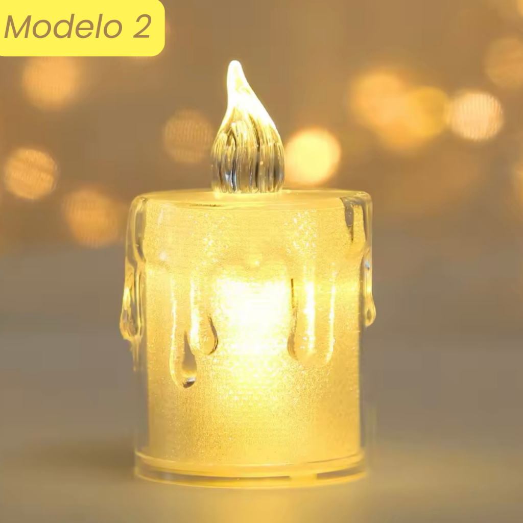 Kit Mini Velas Luz Led Eletrônica Decorativa Cristal Transparente ...
