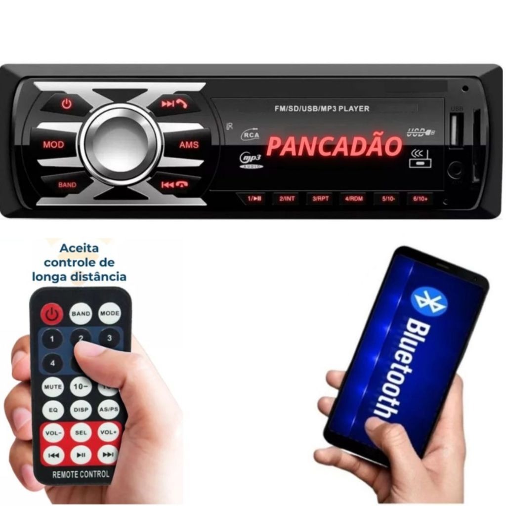 Aparelho de som carro Radio Automotivo Bluetooth Pendrive Sd Rádio | Shopee Brasil