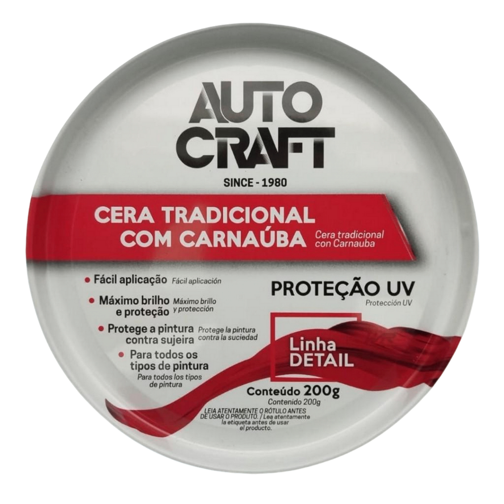 Cera Automotiva Auto Craft em Pasta 200g Proteção UV e Brilho com ...