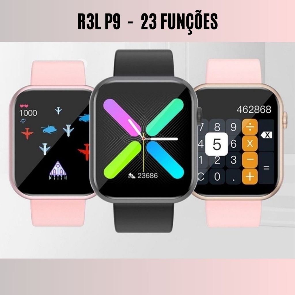 Relógio SmartWatch R3L P9 Inteligente Bluetooth Android e iOS/iPhone ...