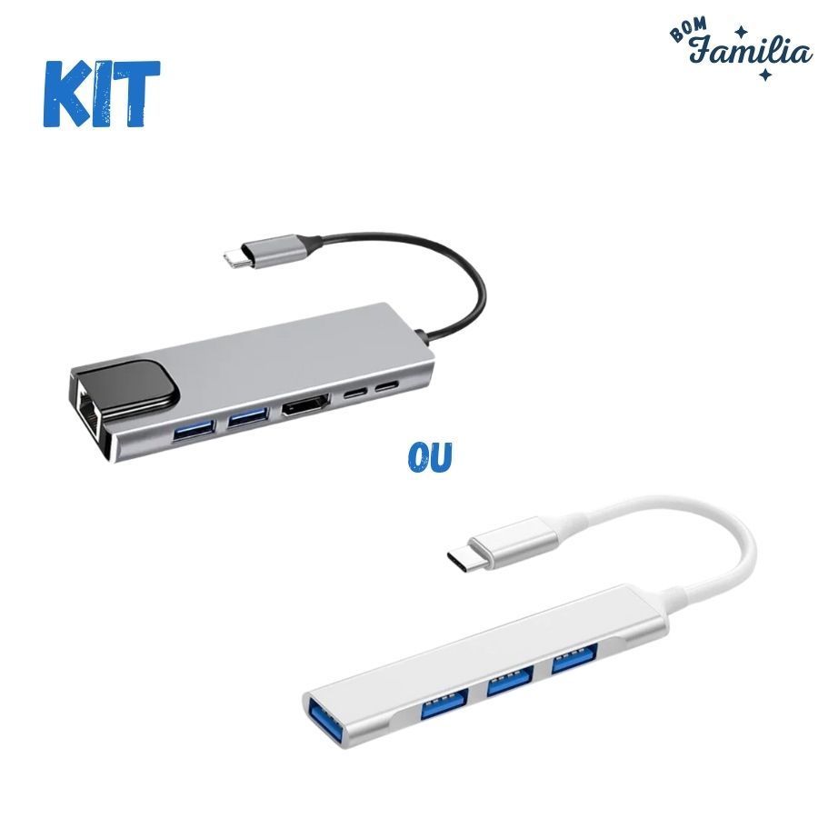 Hub USB-C 4 entradas e 6 entradas Adaptador para Computador e Celular ...