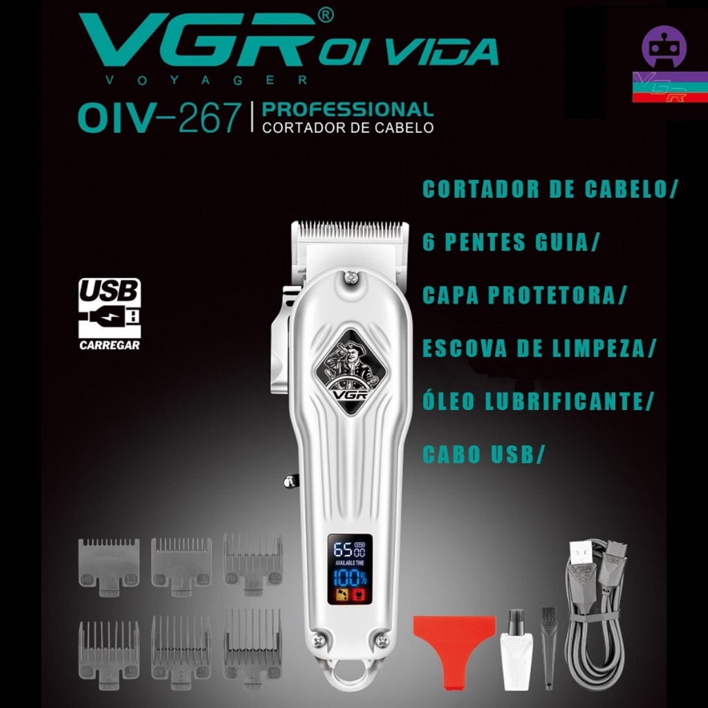 Máquina de Cortar Cabelo Profissional V-267 | VGR | Shopee Brasil