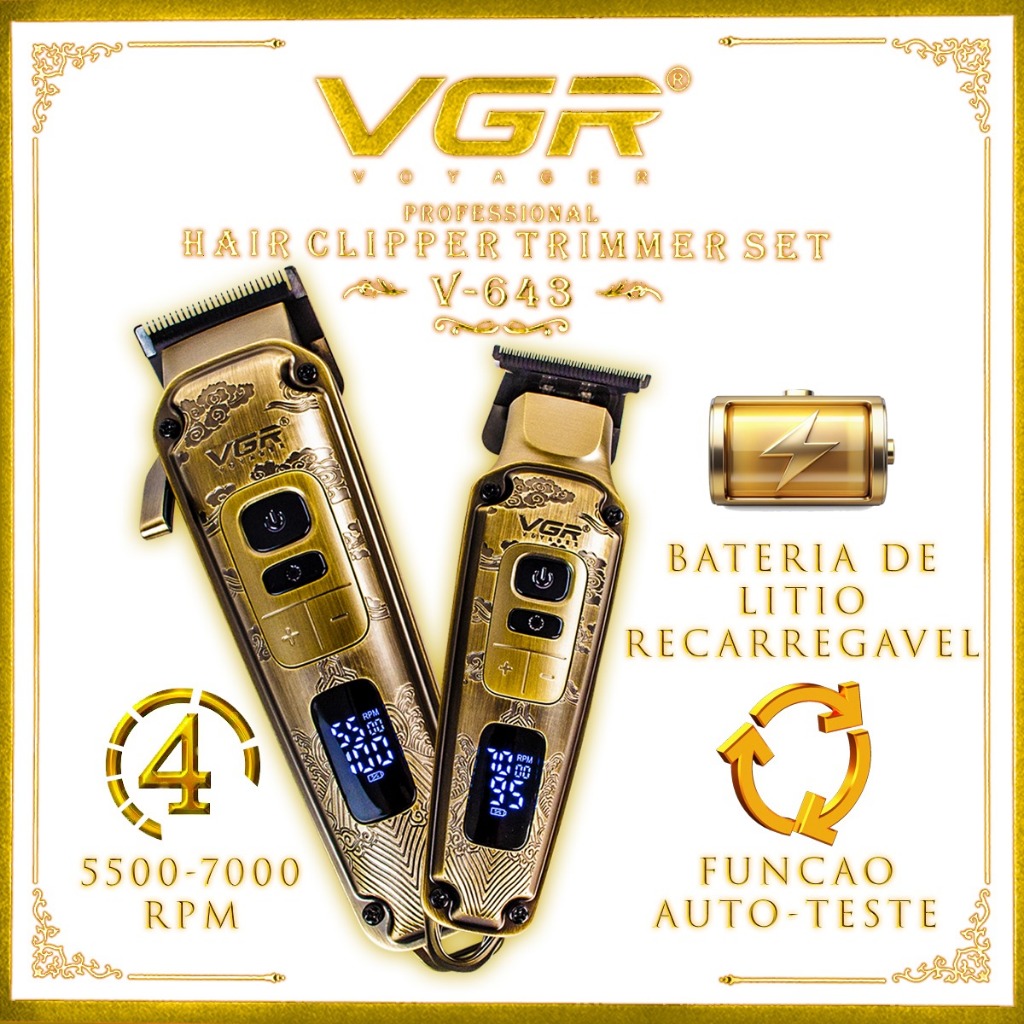 Maquina De Corte E Acabamento Bivolt Cor Dourado-escuro- VGR-V-643 | Shopee Brasil