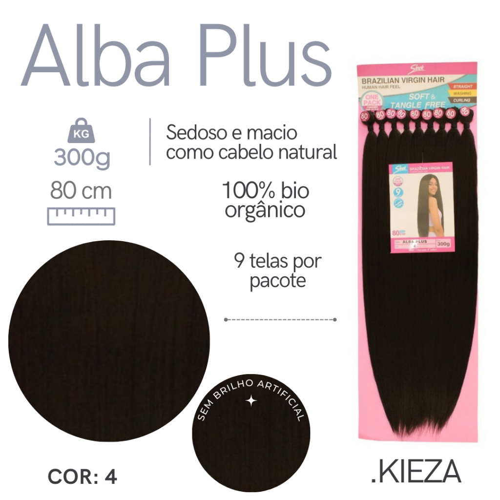 Cabelo Bio Orgânico Longo Liso Para Mega Hair Alba Plus Sleek 80Cm ...