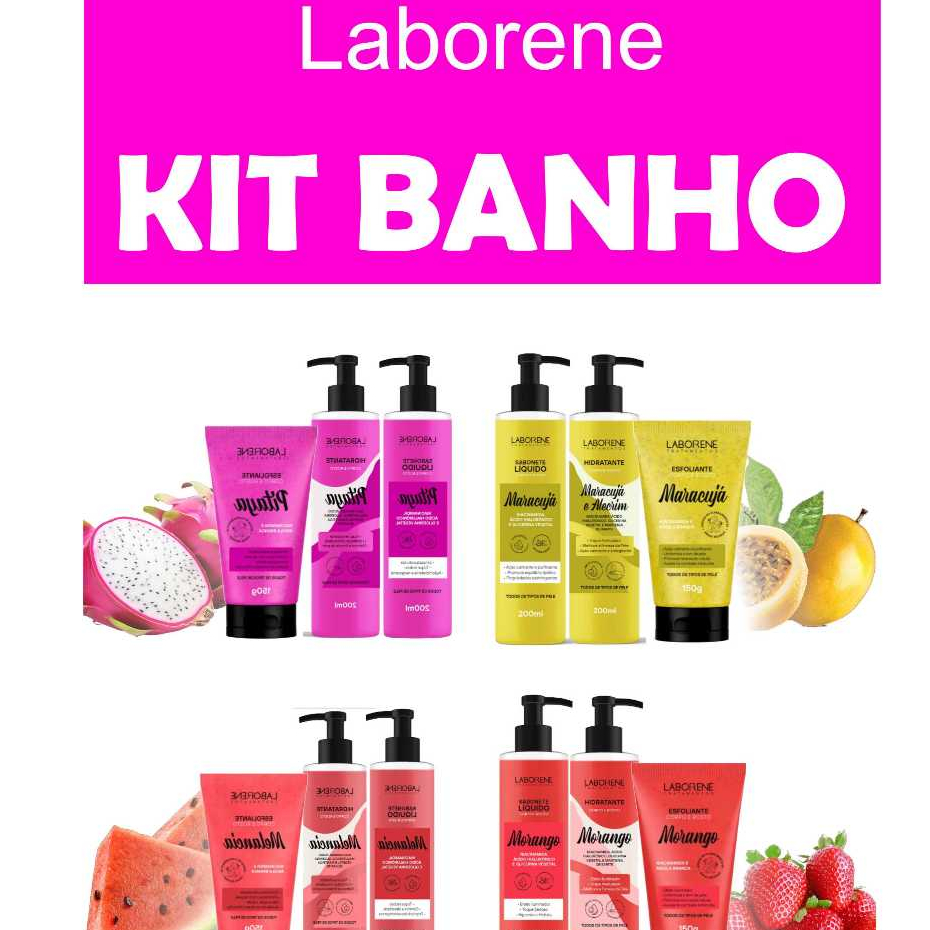Kit Banho Laborene 3 itens - Esfoliante + Sabonete + Hidratante ...