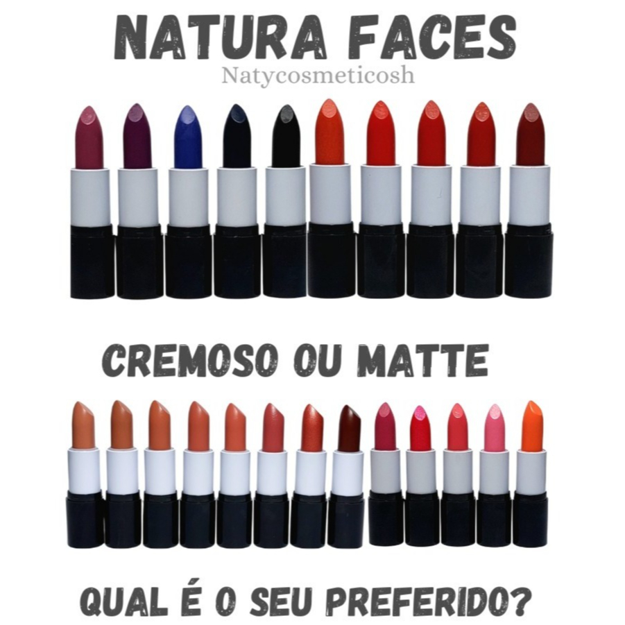 Batom Faces Natura Acabamento Matte ou Cremoso escolha o seu Preferido ...