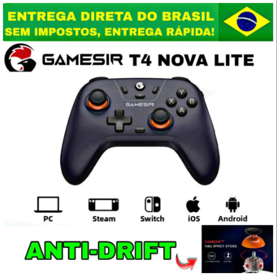 CONTROLE GAMESIR T4 NOVA LITE SEM FIO, Bluetooth PC, Nintendo Switch, Celular, Produto Original ...