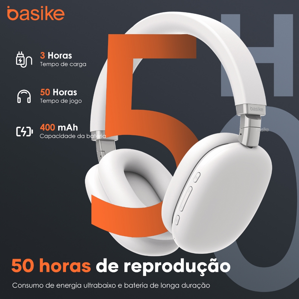 Basike Fone De Ouvido Bluetooth Estéreo Sem Fio V5.4 Hifi Dobrável Esporte Headset | Shopee Brasil