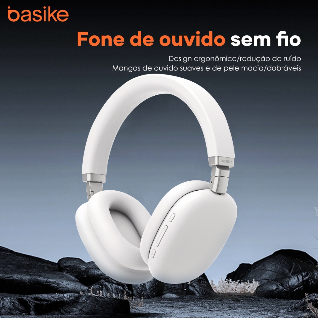 Basike Fone De Ouvido Bluetooth Estéreo Sem Fio V5.4 Hifi Dobrável Esporte Headset | Shopee Brasil
