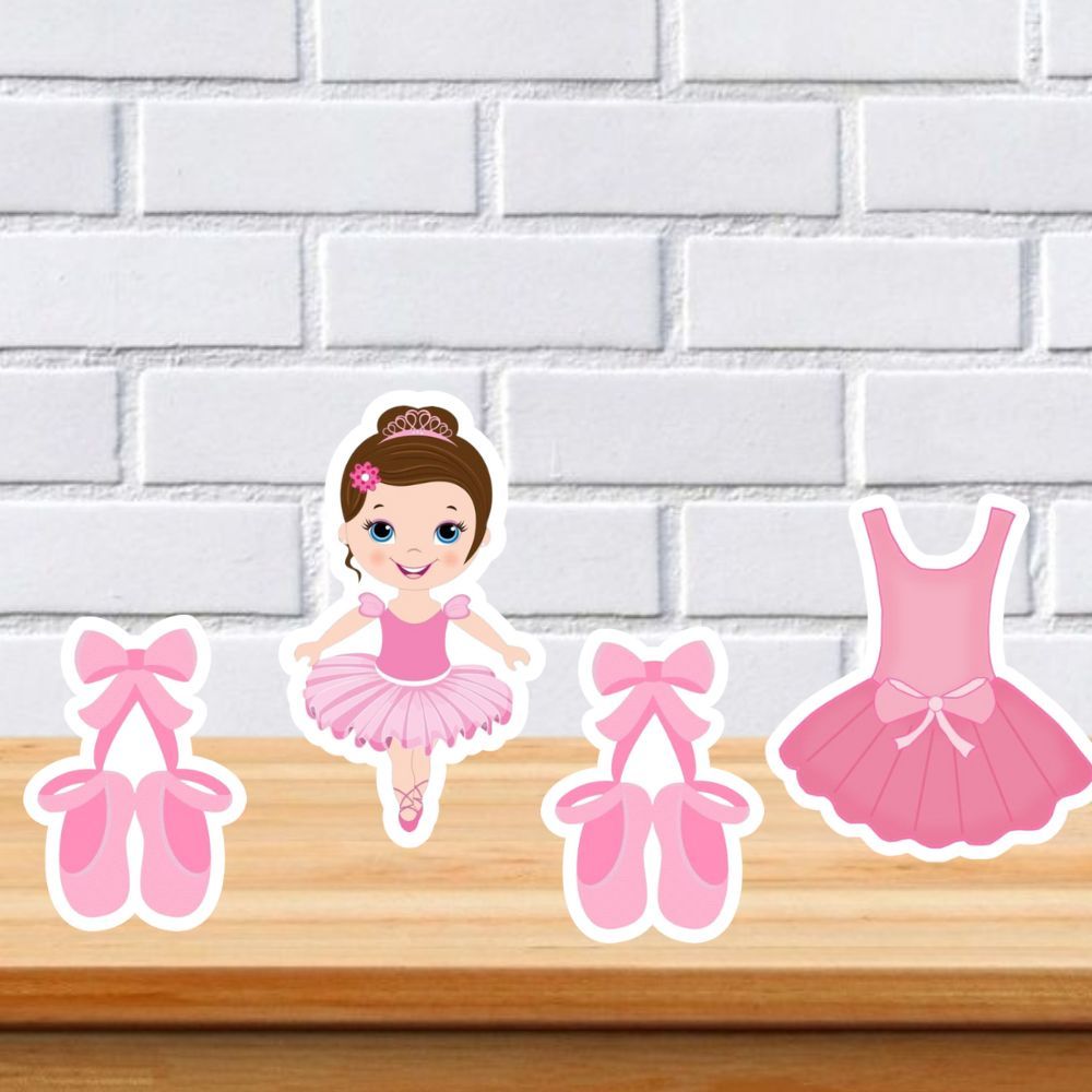 4 Display Bailarina 25cm com base/ Lembrança Festa Infantil Aniversário ...