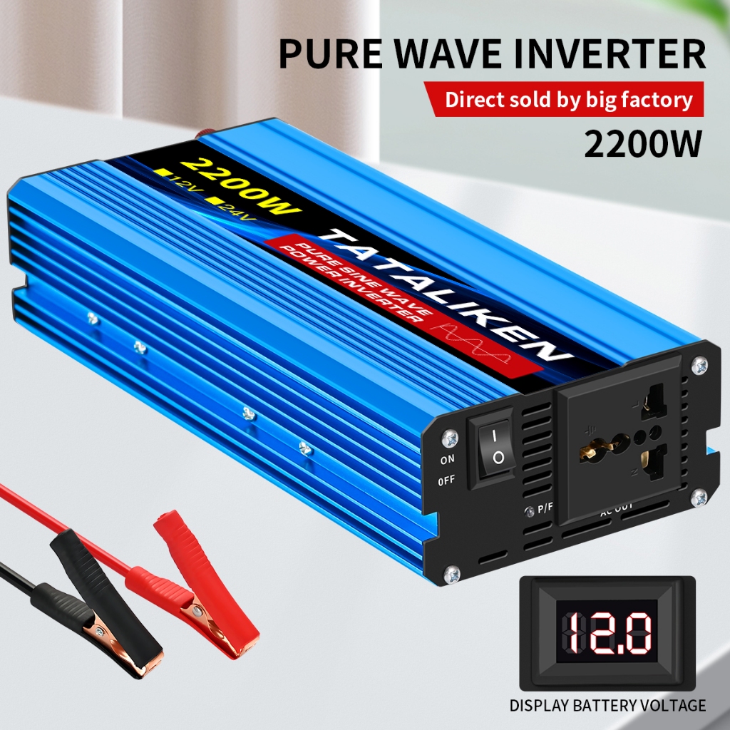 Inversor De Onda Senoidal Pura 1000W 2200W 3000W DC 12V/24V Para AC 220V Automotivo Conversor De ...