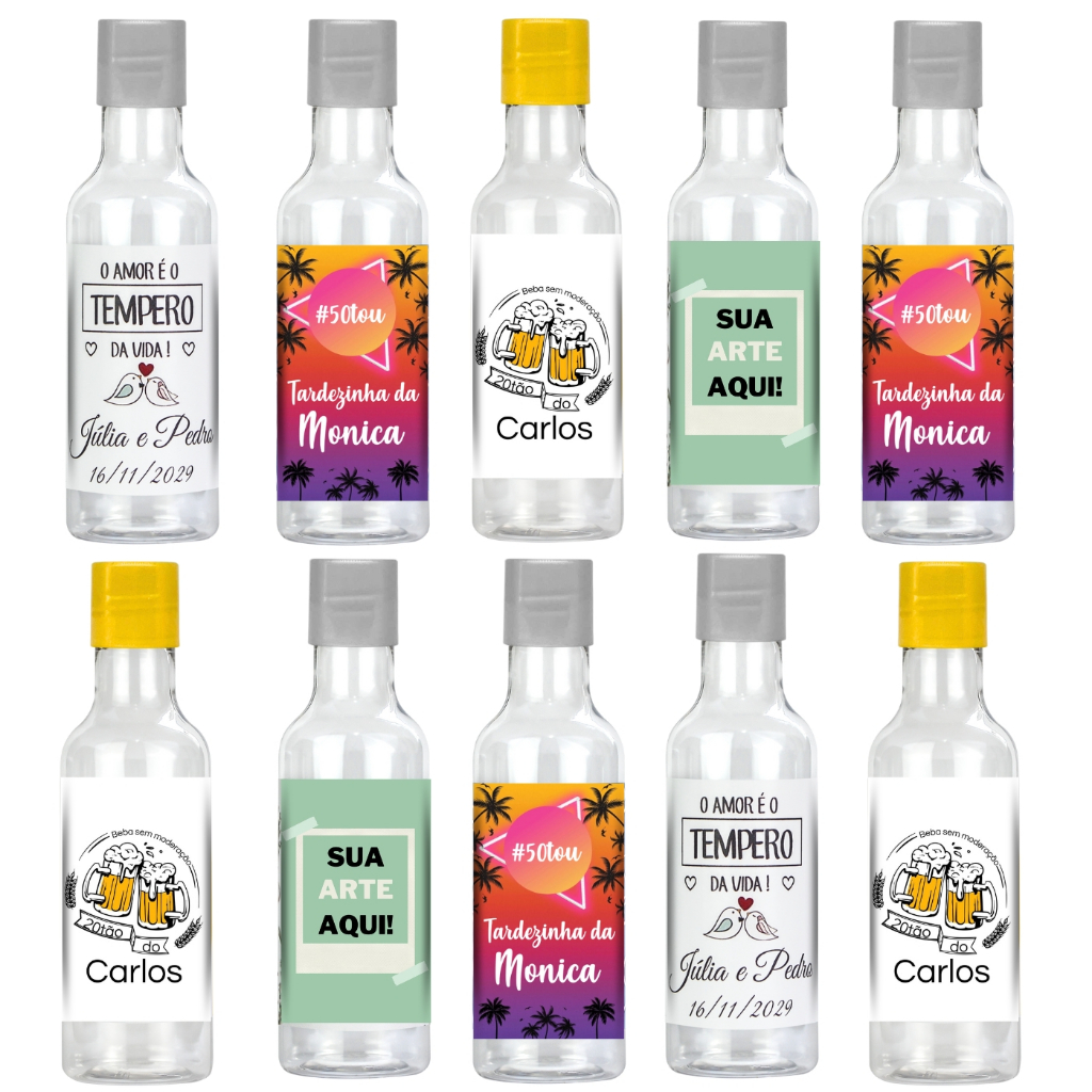 100 Mini Garrafinhas Personalizadas 50ml Lembrancinhas Festas | Shopee Brasil