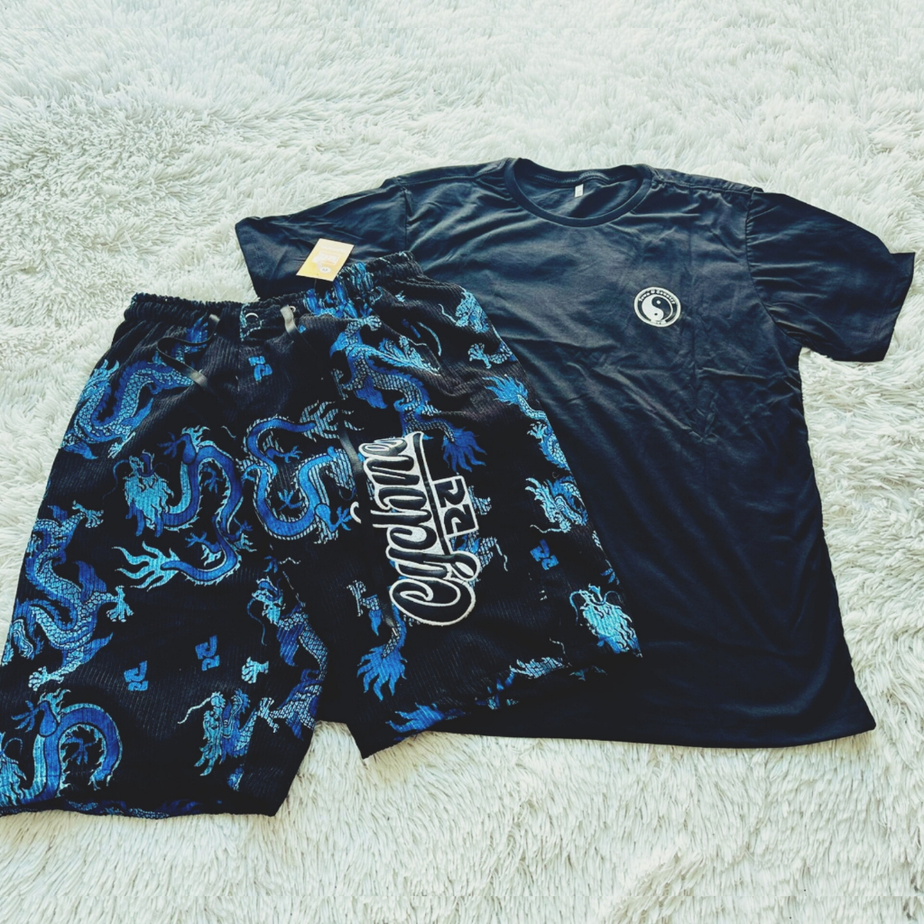 Kit Bermuda Da Cyclone Veludo Preta Dragon + Camiseta Algodão Breck ...