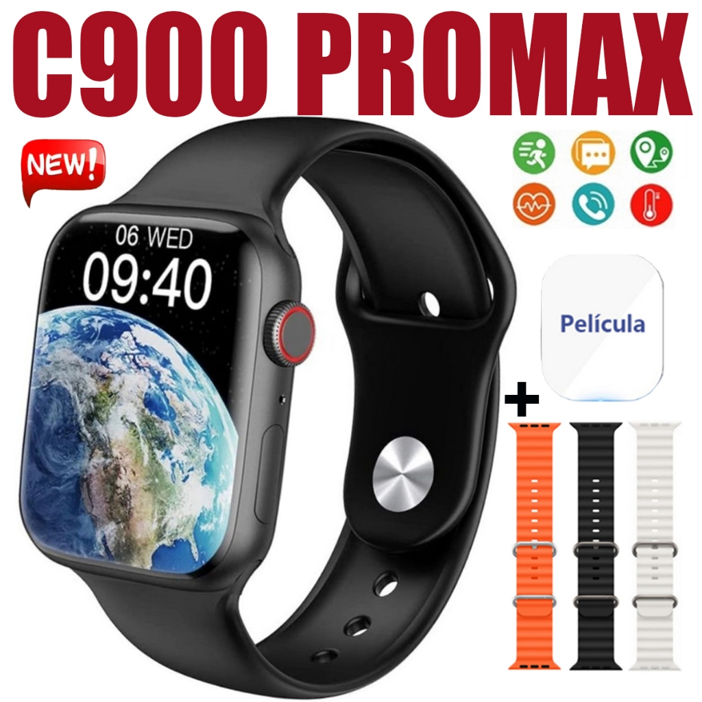 2024 Relógio inteligente original 9 C900 pro max masculino bluetooth chamada temperatura ...