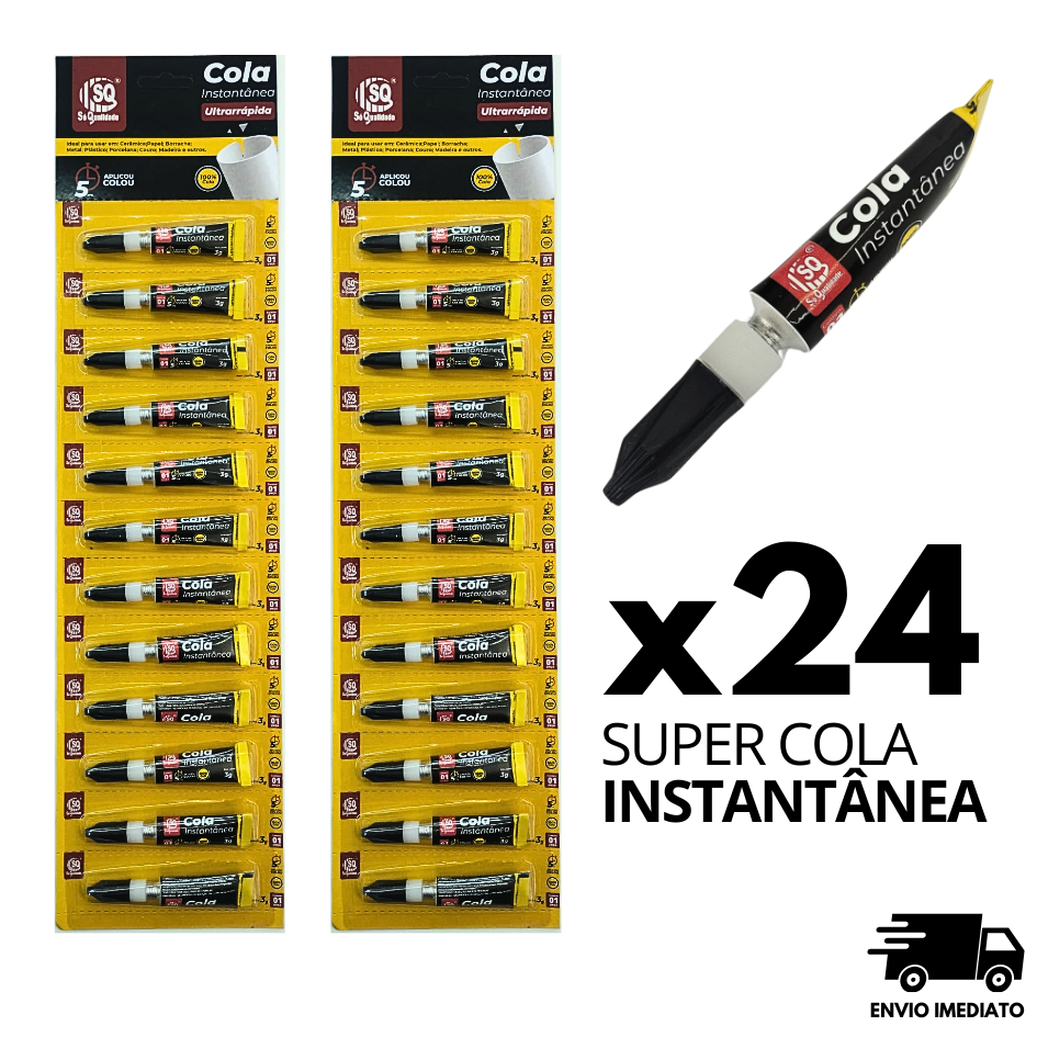 Kit Super Cola 24 Peças Cartela Cola Forte Instantânea 3g Colas Bond ...