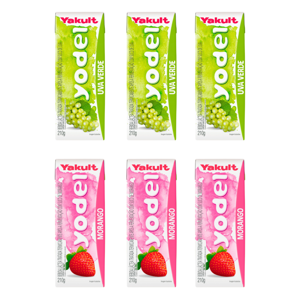 Kit 3 Sucos Yodel da Yakult 210g Morango e Uva Verde | Shopee Brasil