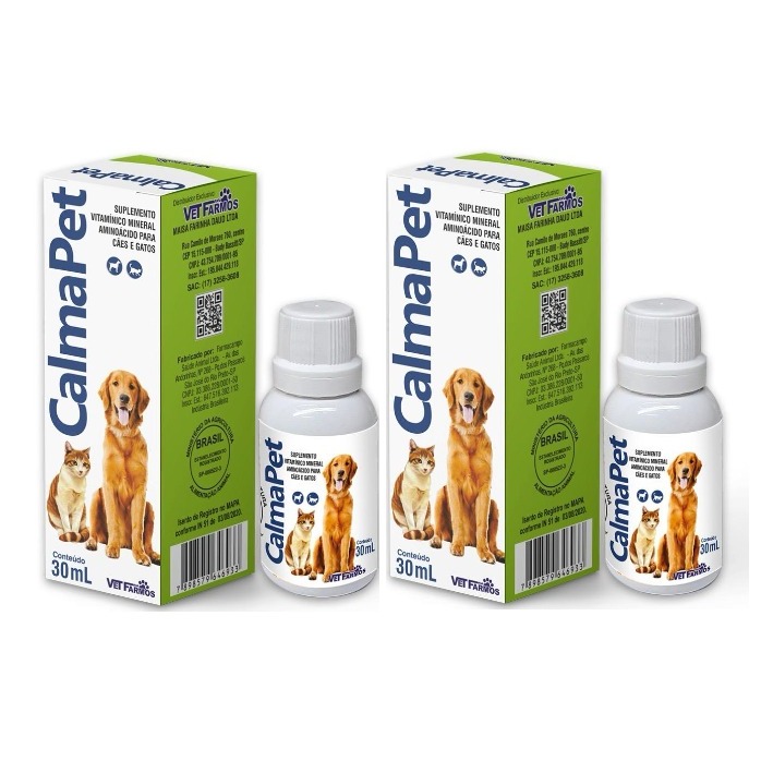 Kit 2 CalmaPet Calmante Natural Para Cães e Gatos Calma Pet Medicamento ...