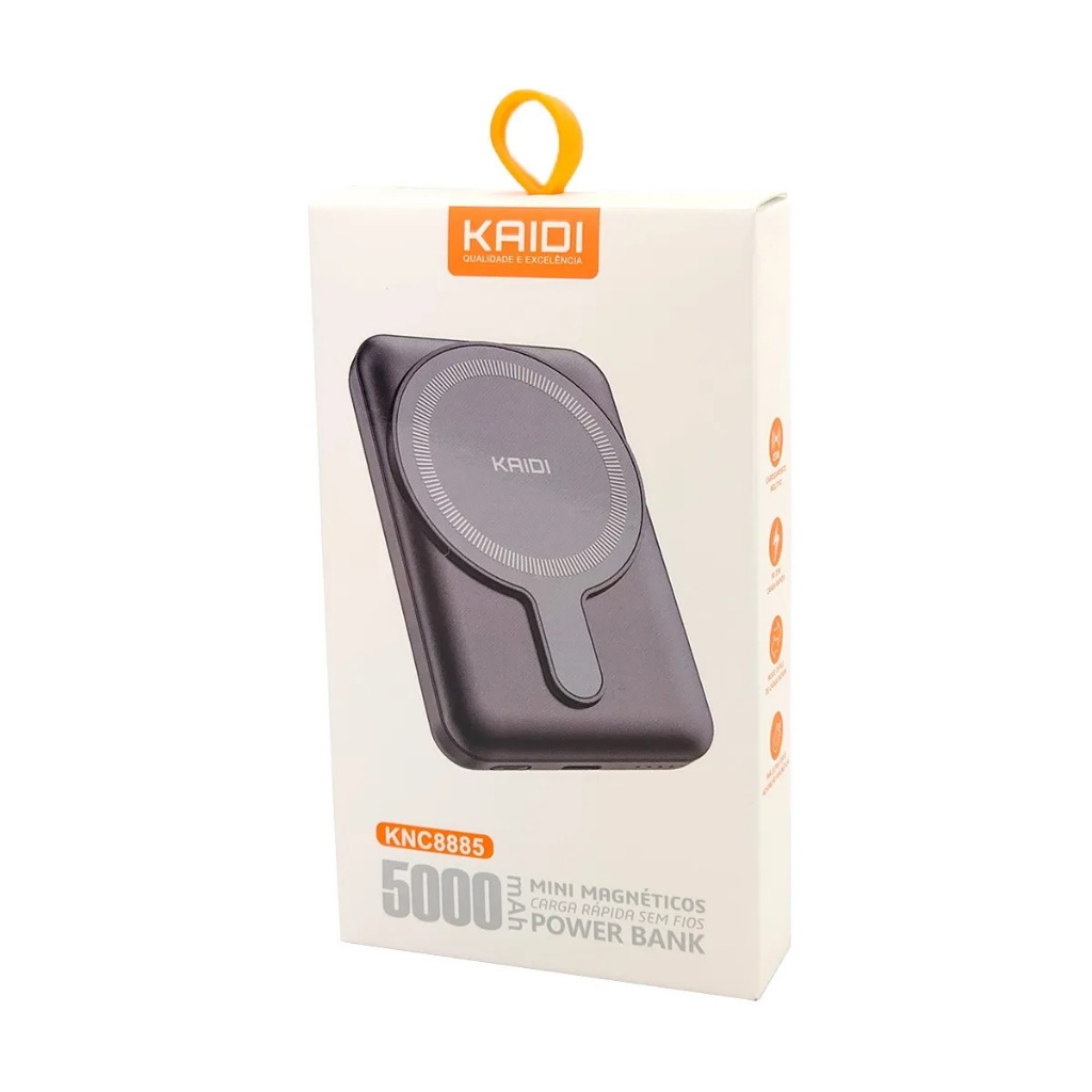 Carregador Portátil PowerBank Mini Magnético 5.000 mAh - Kaidi ...