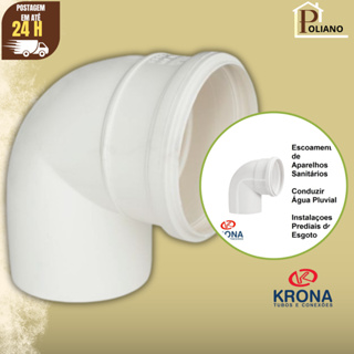Kit 10 Joelhos Esgoto 100mm de 90 Graus PVC Branco Cotovelo Krona | Shopee Brasil