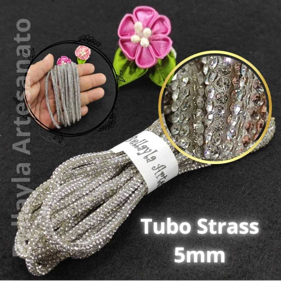 Strass, Tubo de Strass, 4mm, 2 metros, ideal para montagem de pulseiras ...