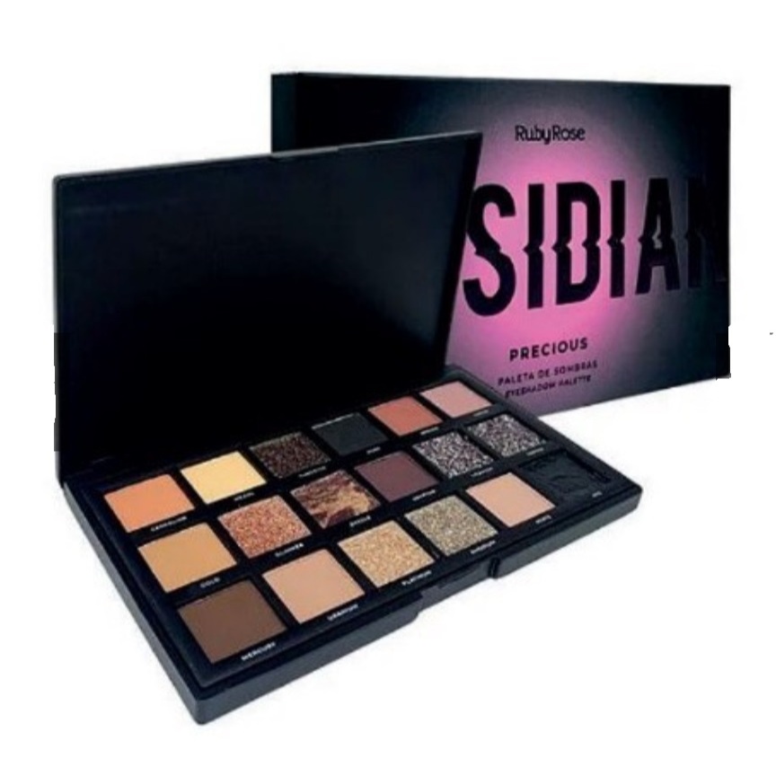 Paleta de sombras 18 cores Coleção OBSIDIAN PRECIOUS - BY RUBY ROSE ...