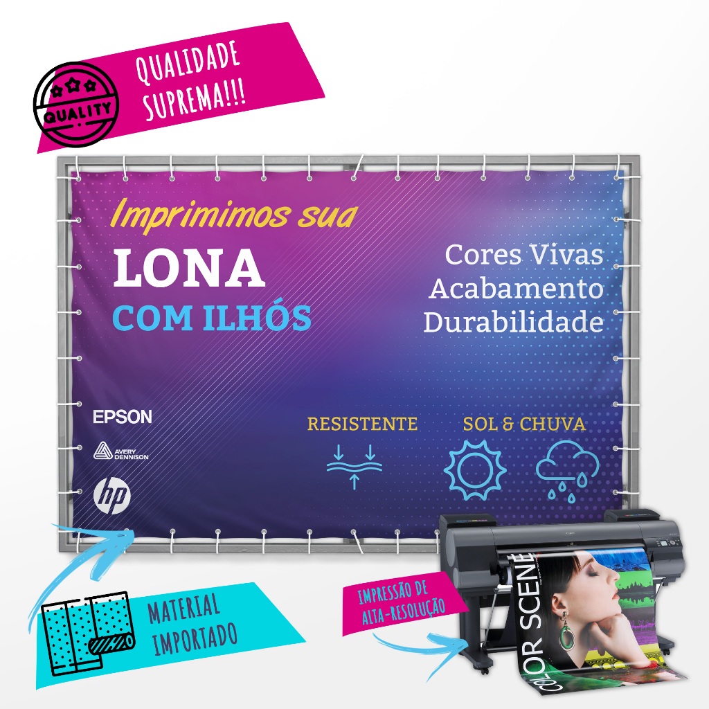 Banner ou Lona com ilhós 2 x 1,5 metros - Banner Personalizado ...