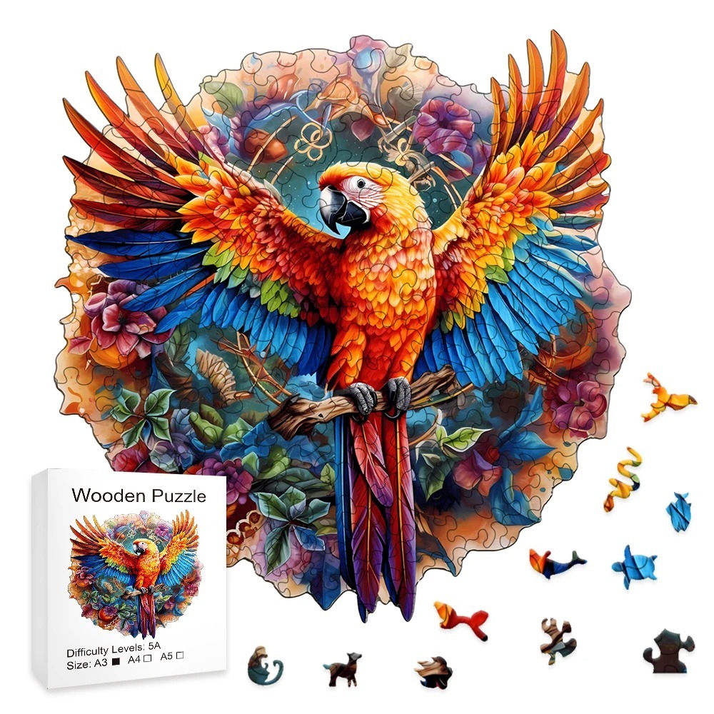 Quebra-cabeça Puzzle Arara Vermelha 3d MDF Decoração de Ambiente pode ...